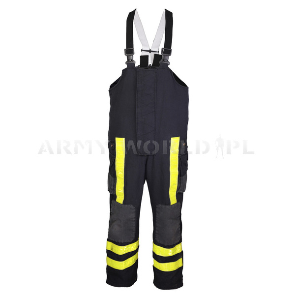 Spodnie Strażackie Na Szelkach Wojskowe PWG Czarne Oryginał Demobil BDB ...