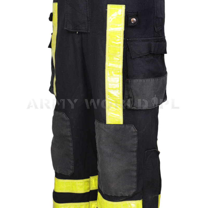 Spodnie Strażackie Na Szelkach Wojskowe PWG Czarne Oryginał Demobil BDB ...