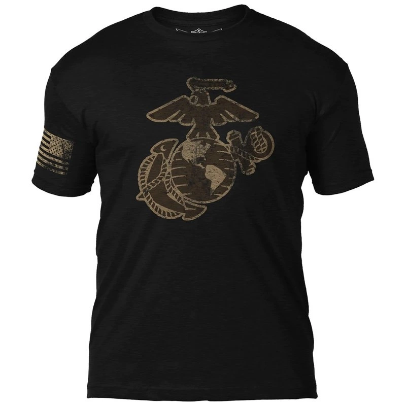 T-shirt USMC EGA 'Distressed' 7.62 Design Heather Black (BAT-747HBLK ...