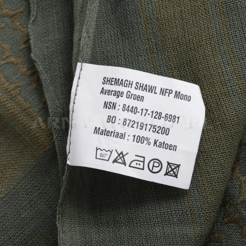 Arafatka Wojskowa Holenderska Shemagh Shawl NFP Mono Olive Oryginał ...