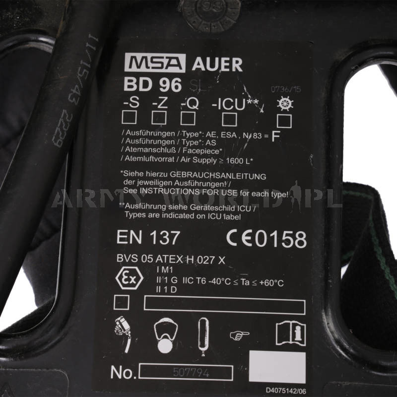 Aparat Oddechowy MSA AUER BD 96 Na Sprężone Powietrze Oryginał Demobil ...